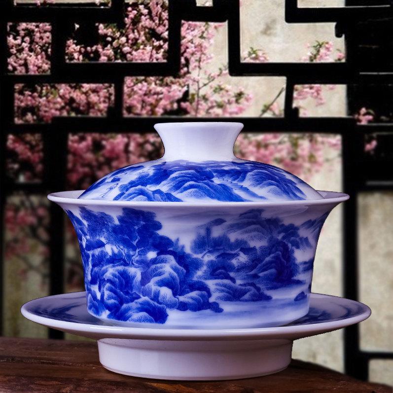 Handcrafted Tea Cup And Saucer Lid Chinese Tea Gaiwan Cup With Hand